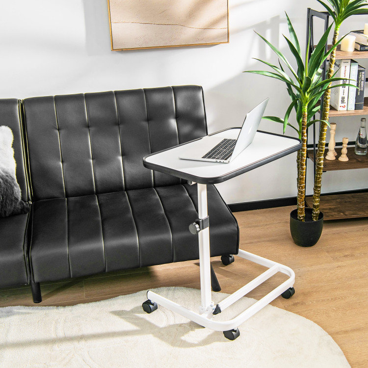 Inbox Zero Rolling Overbed Bedside Table with 9-Level Adjustable Height | Wayfair